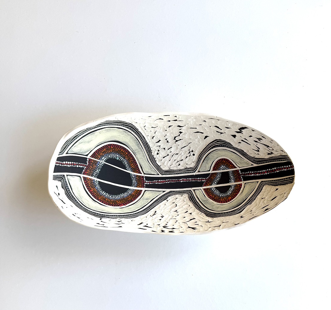 2163 Songlines Guliman Wallwork horizontal - Penny Evans Art